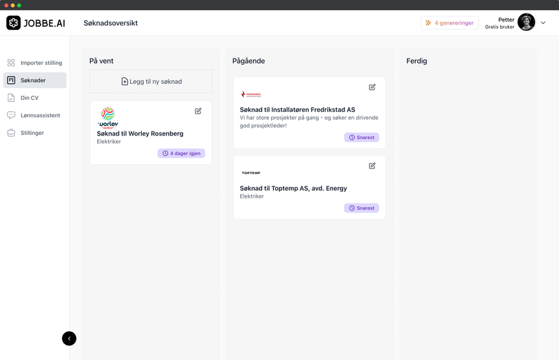 Jobbe.ai - AI for jobbsuksess og karriereutvikling