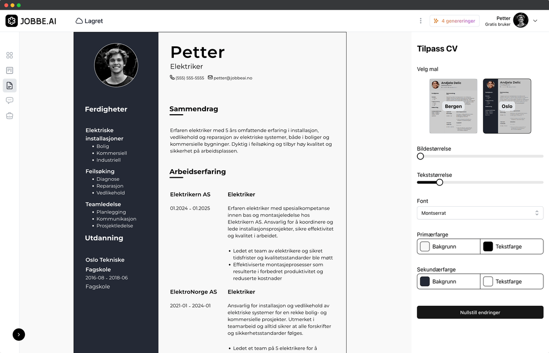 Jobbe.ai - AI for jobbsuksess og karriereutvikling